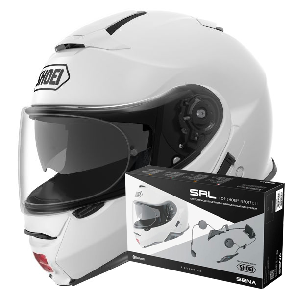 Pack Motorradhelm + Motorrad Kommunikation : Shoei Neotec II White ...